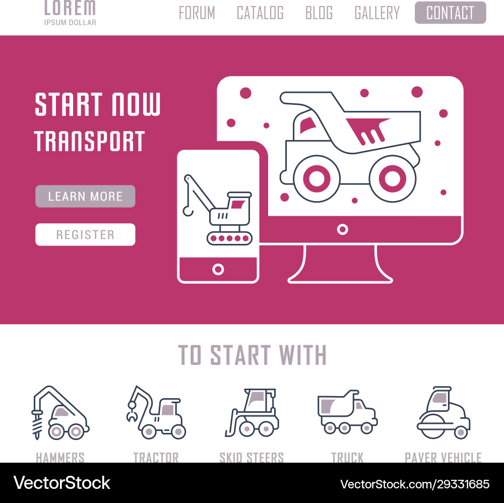 Website banner and landing page transport Vector Image