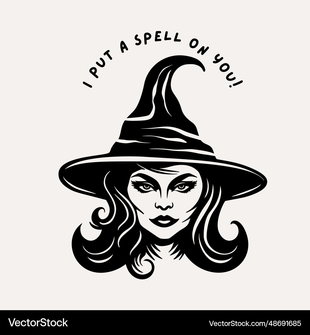 Young charming witch woman face with a moon Vector Image