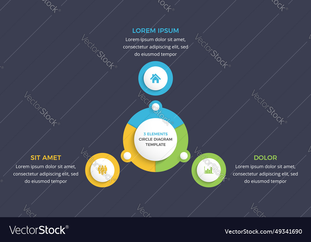 Circle Infographic Template Three Elements Vector Image 