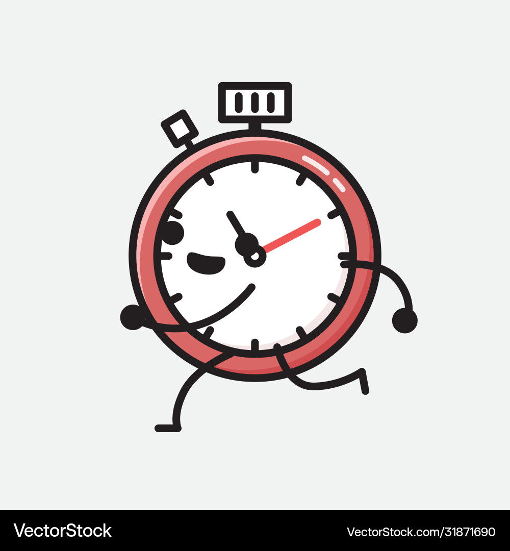 Cute sport timer mascot character in flat design Vector Image