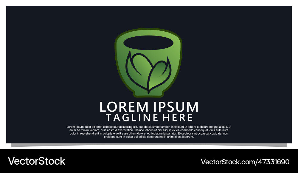 Green tea logo design with simple concept premium Vector Image
