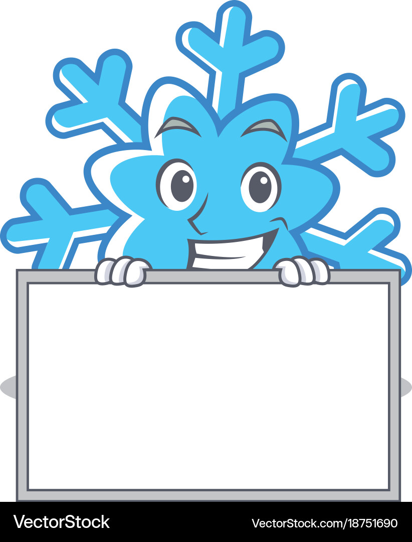 Grinning with board snowflake character cartoon Vector Image
