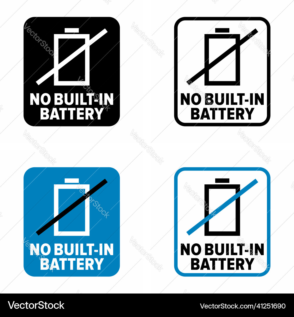 No built in battery information sign Royalty Free Vector