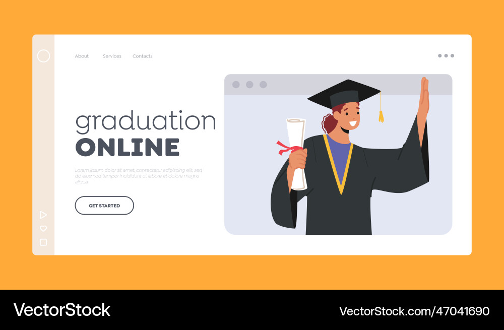 Online graduation landing page template bachelor Vector Image