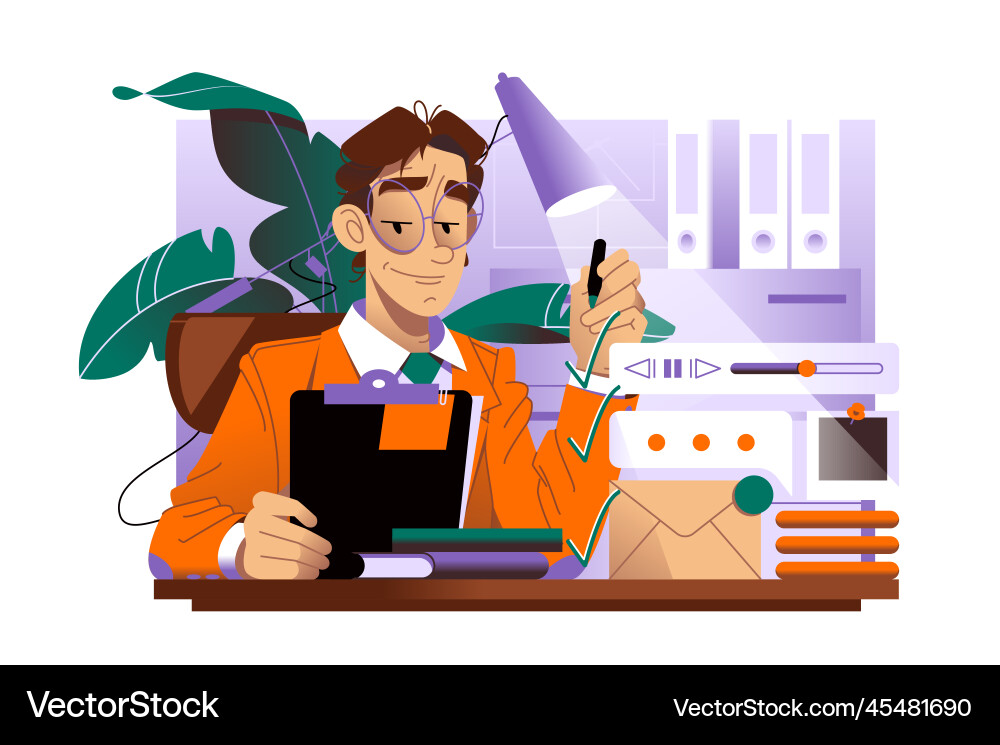 Organized businessman in office Royalty Free Vector Image