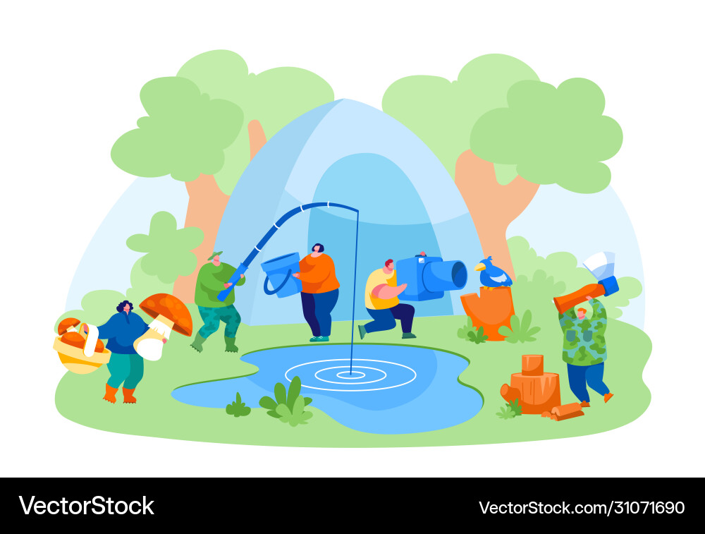 People having outdoors active nature rest male Vector Image