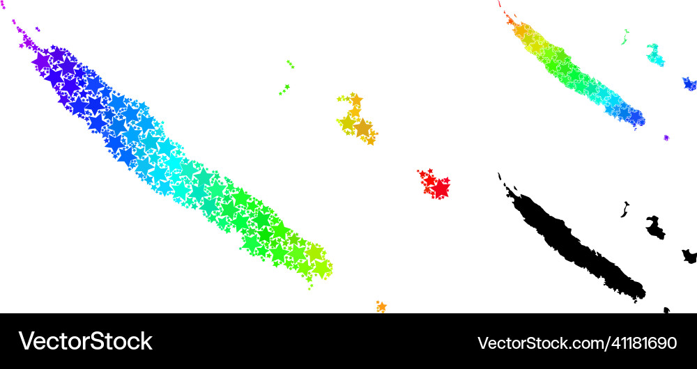 Rainbow gradient starred mosaic map of new Vector Image