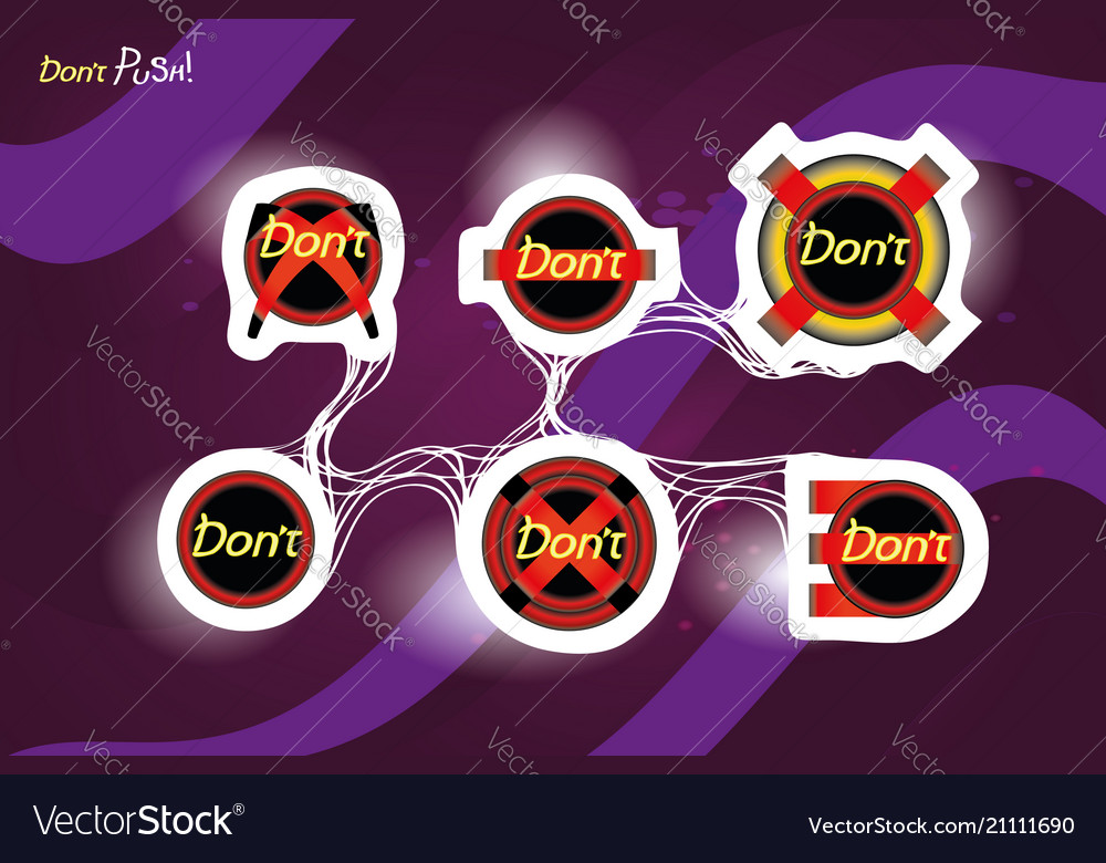 Retro ui button - dont push key computer stop Vector Image