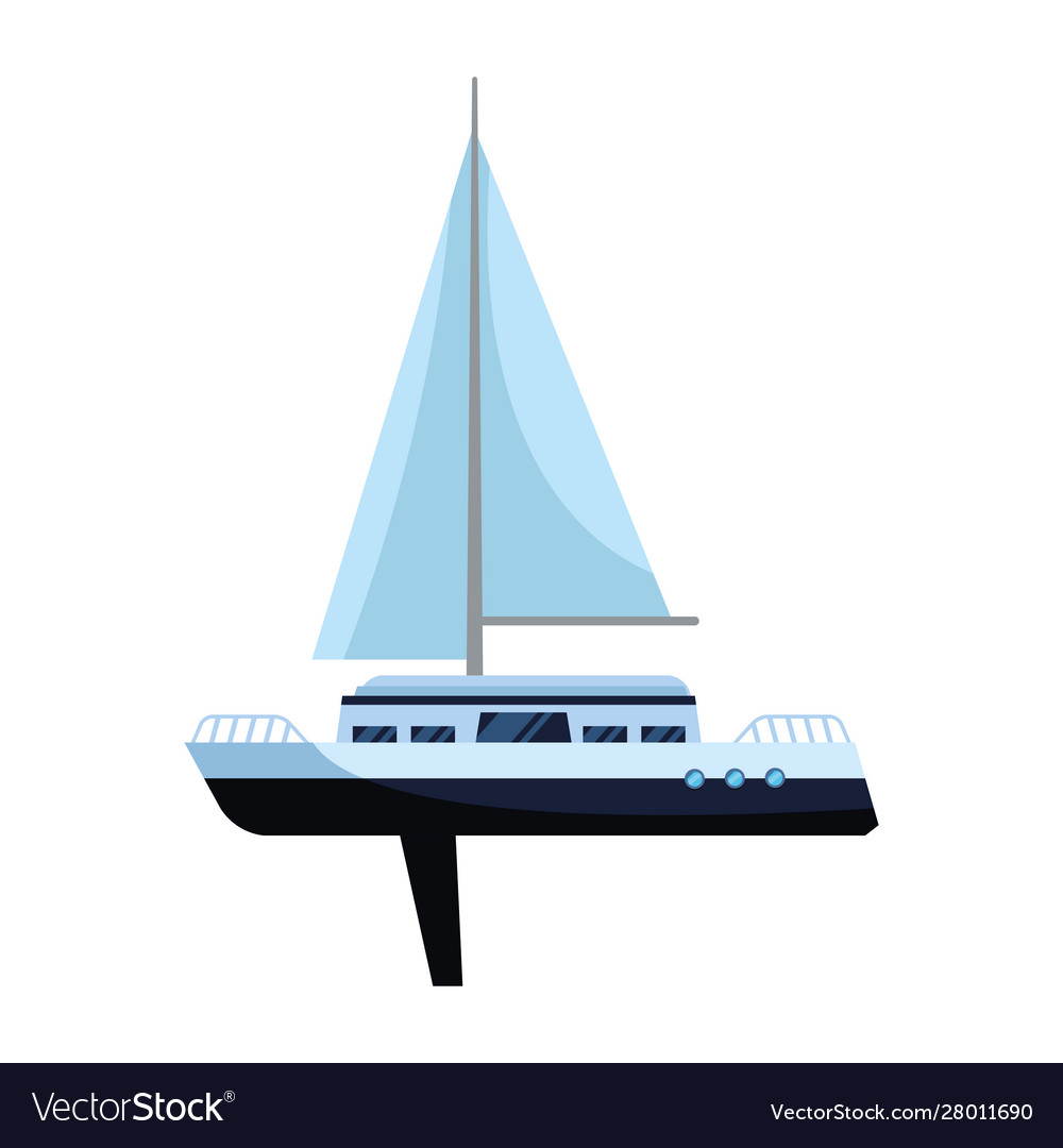 Sail boat icon flat design Royalty Free Vector Image