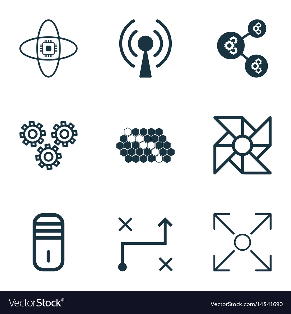 Set of 9 robotics icons includes algorithm Vector Image