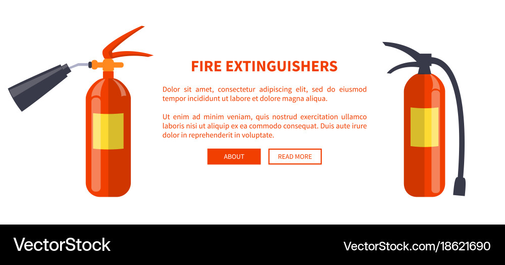 Two red fire extinguishers of different types Vector Image