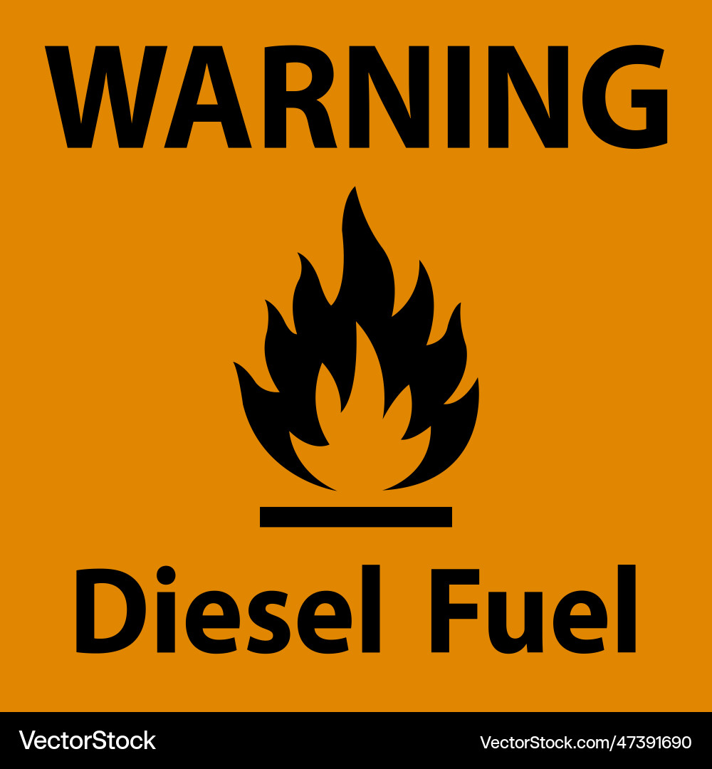 Warning diesel fuel sign on white background Vector Image