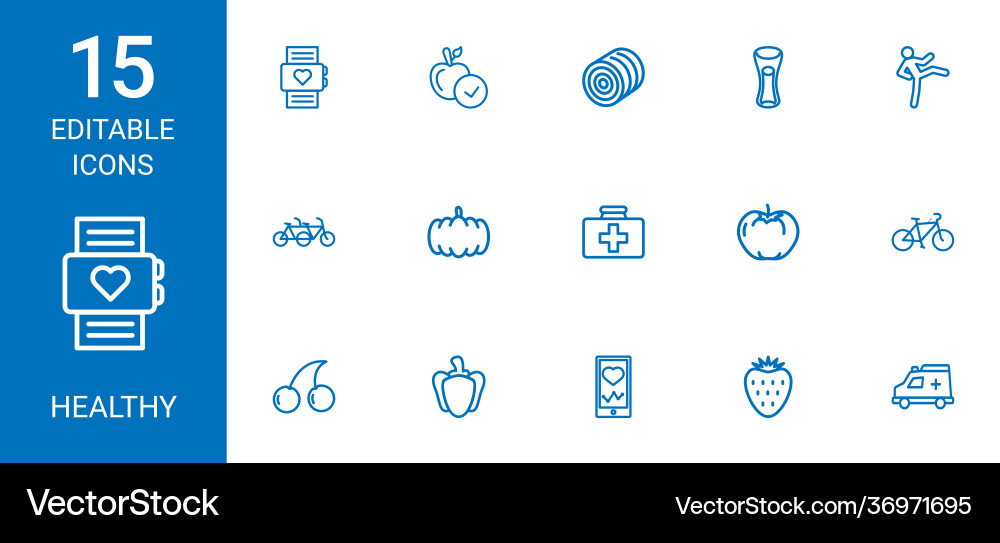15 healthy icons Royalty Free Vector Image - VectorStock