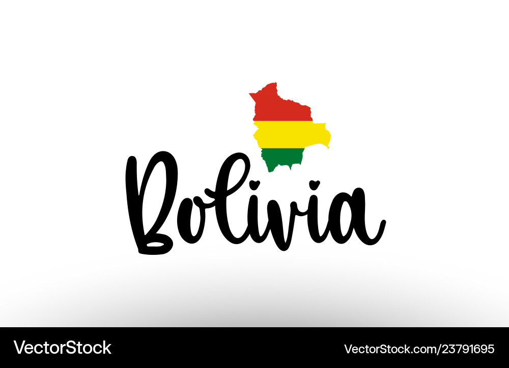 Bolivia country big text with flag inside map Vector Image