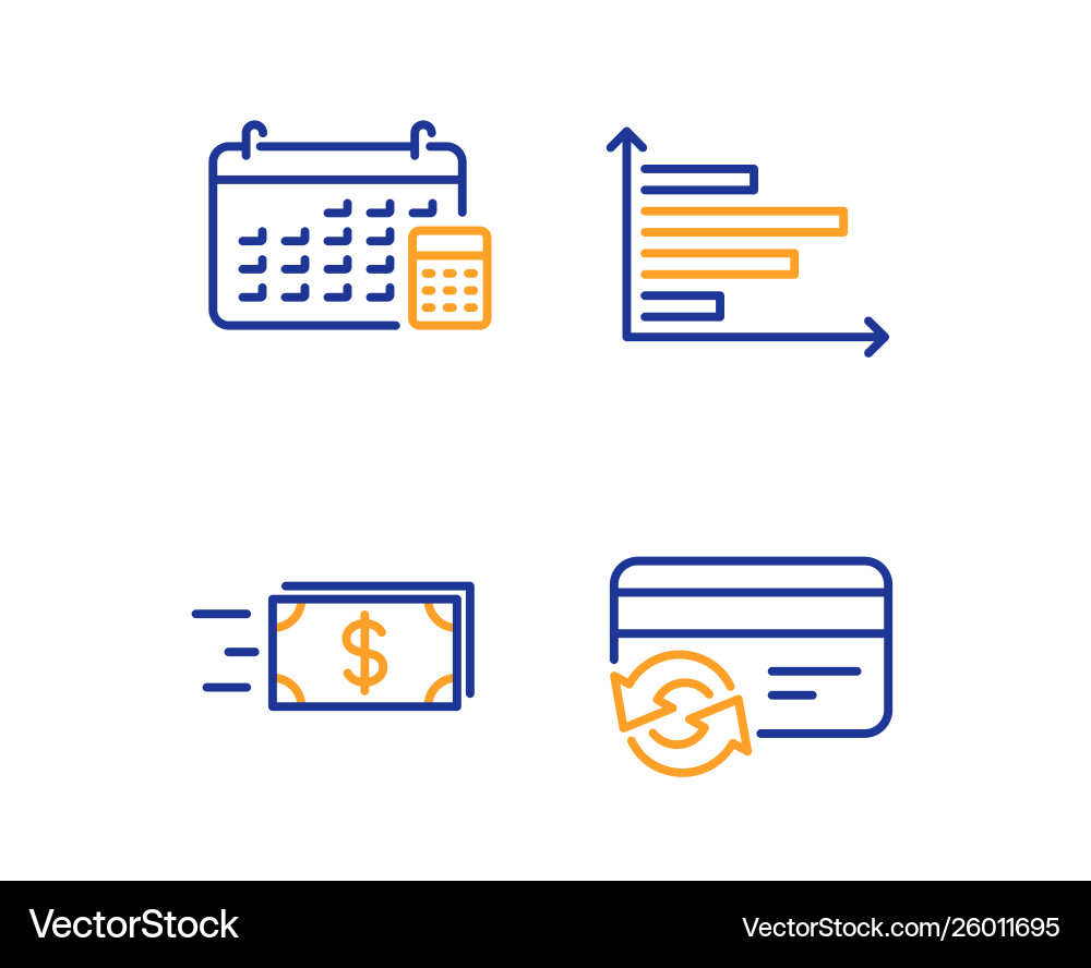 Calendar horizontal chart and money transfer Vector Image