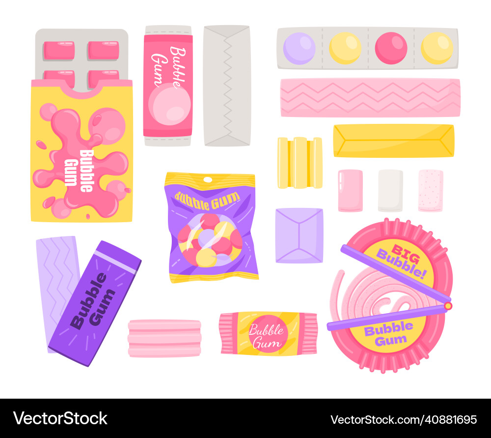 Cartoon bubble gum chewing candy Royalty Free Vector Image