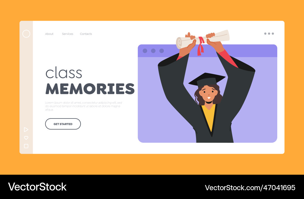Class memories landing page template female Vector Image