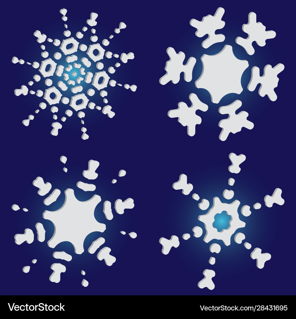 Collection cute snowflakes on blue background Vector Image