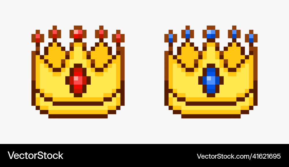 Crown collection in pixel art style Royalty Free Vector