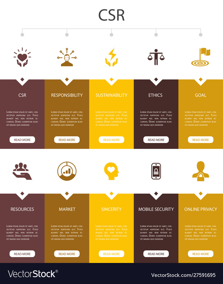 Csr infographic 10 option ui designresponsibility Vector Image