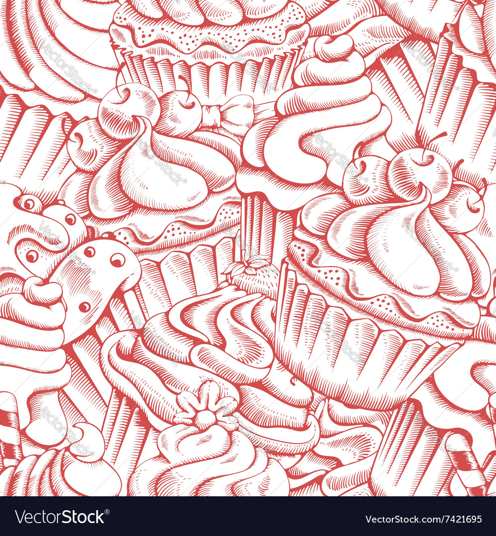 Cupcakes seamless pattern Royalty Free Vector Image