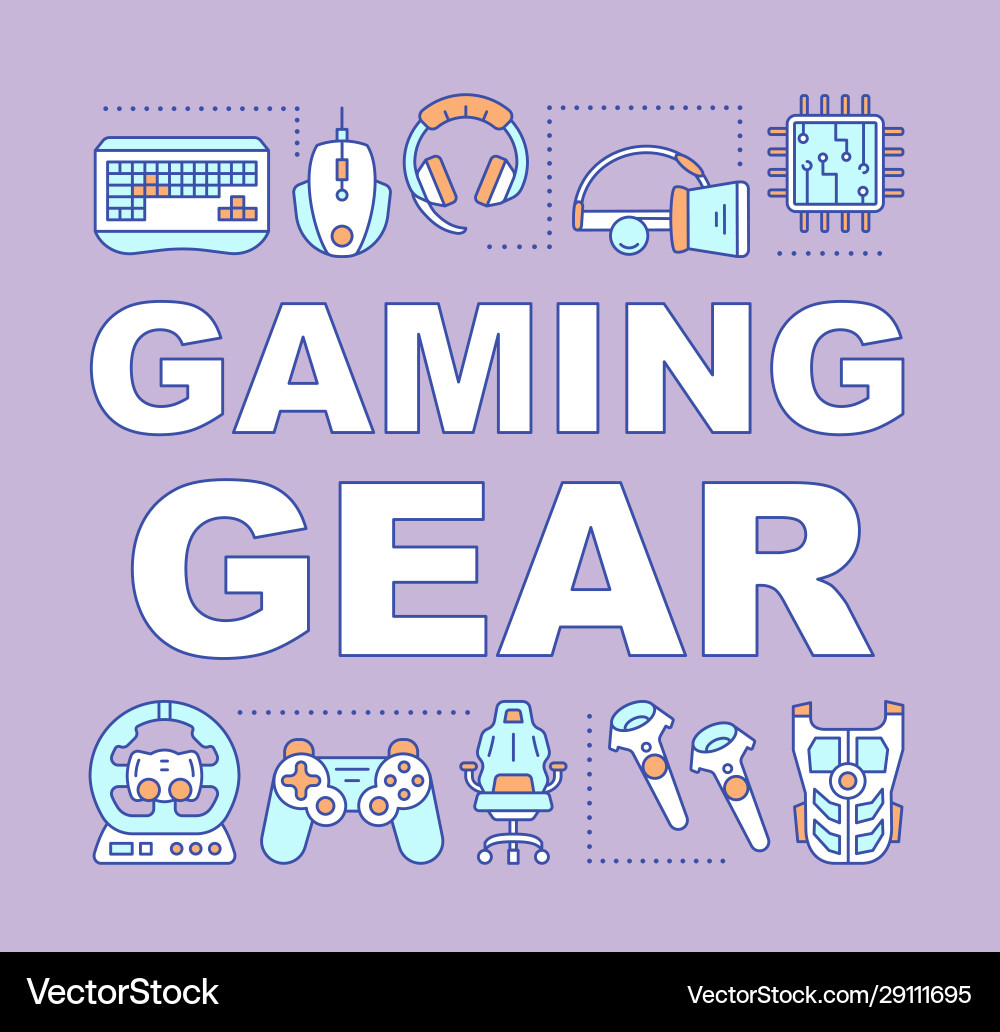 Gaming gear word concepts banner Royalty Free Vector Image
