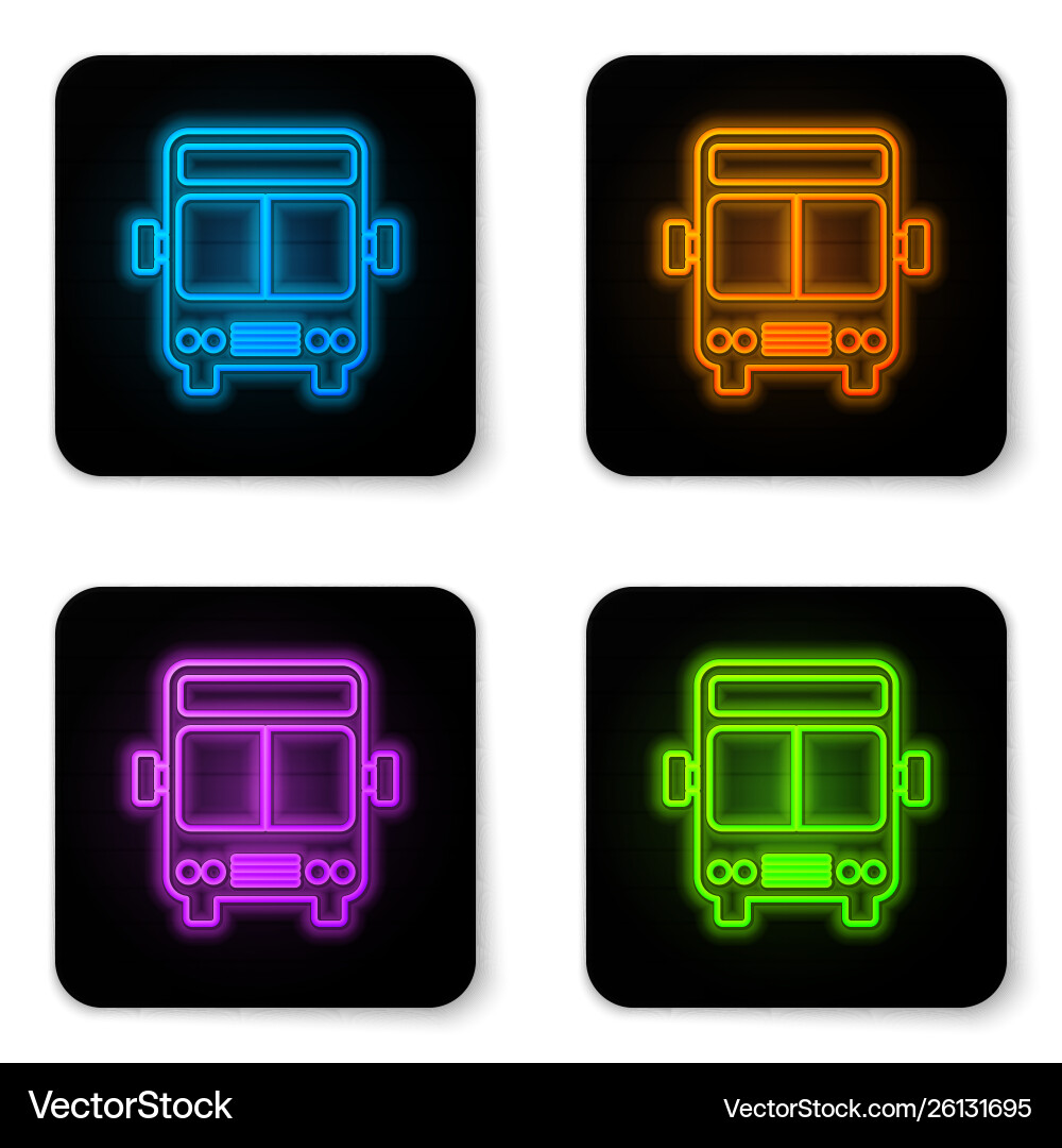 Glowing neon bus icon isolated on white Royalty Free Vector