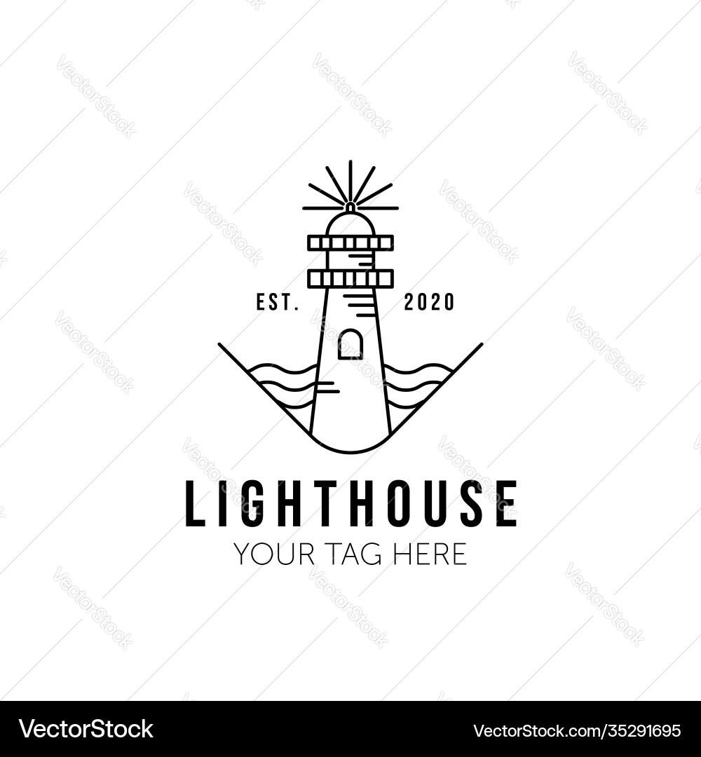 Lighthouse logo line art design tower logo design Vector Image