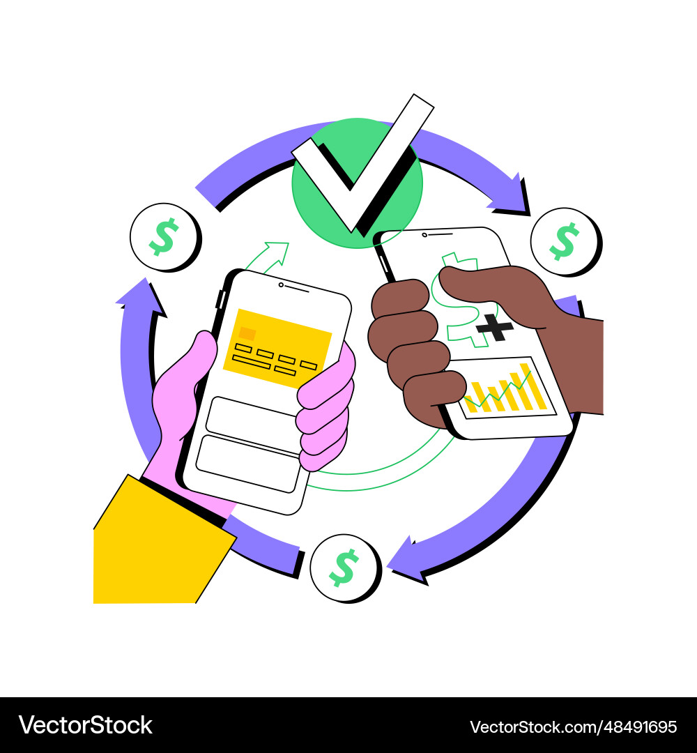 Money transfer isolated cartoon Royalty Free Vector Image