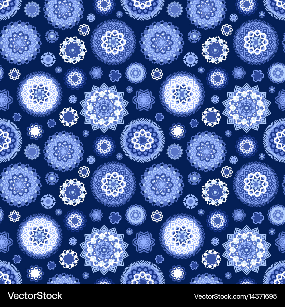 Monochrome blue seamless texture with fancy Vector Image