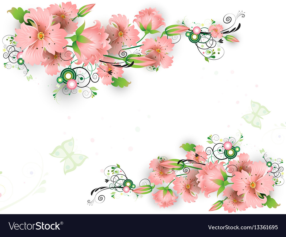 Pink abstract flowers Royalty Free Vector Image