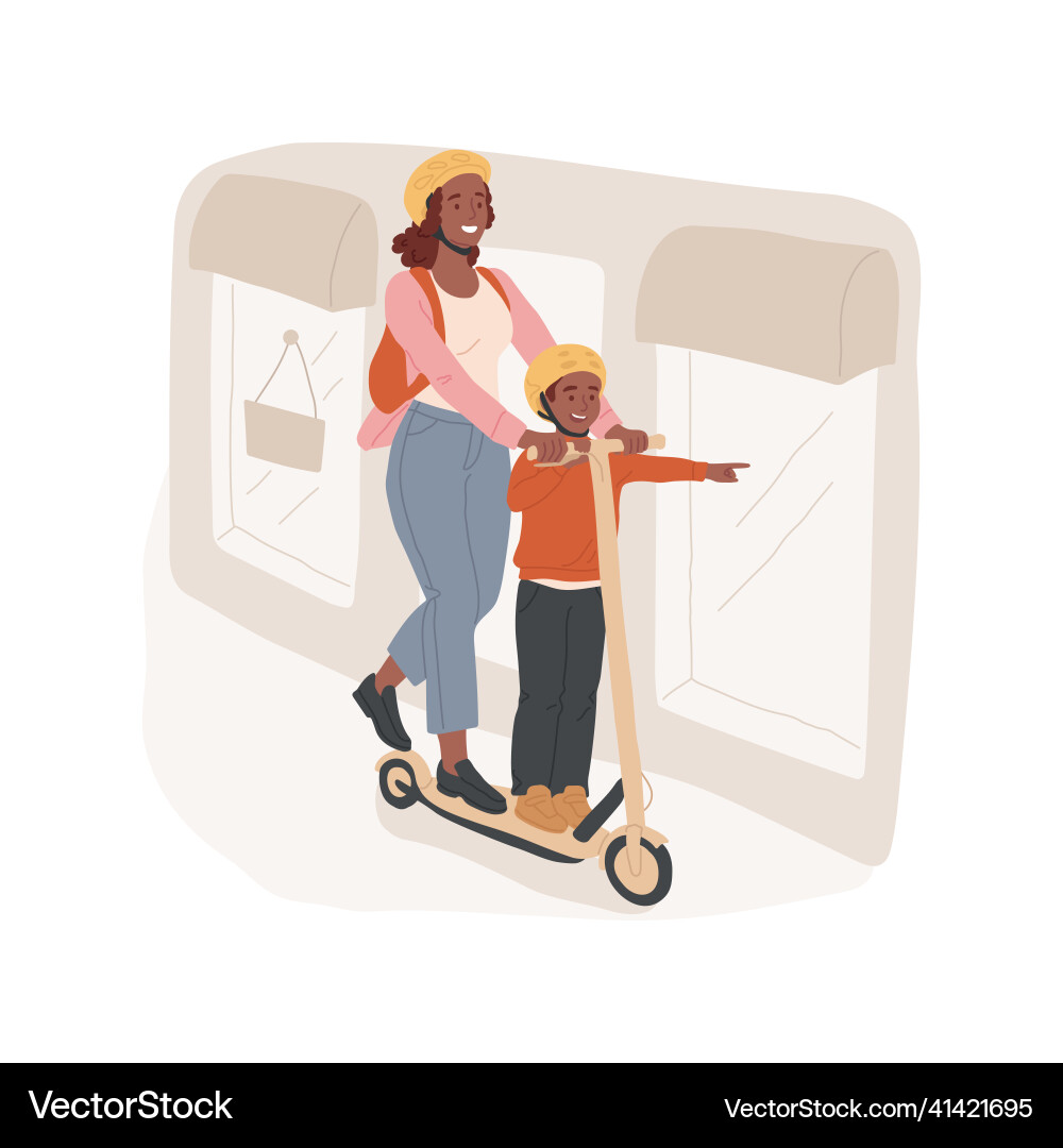 Riding a scooter isolated cartoon Royalty Free Vector Image