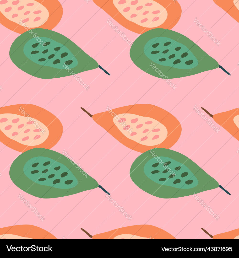 Seamless pattern with papayas papaya ornament Vector Image
