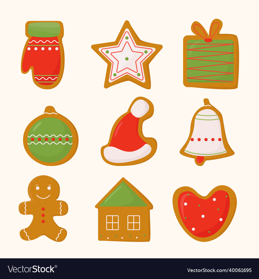 Set of shapes from cookies for christmas Vector Image