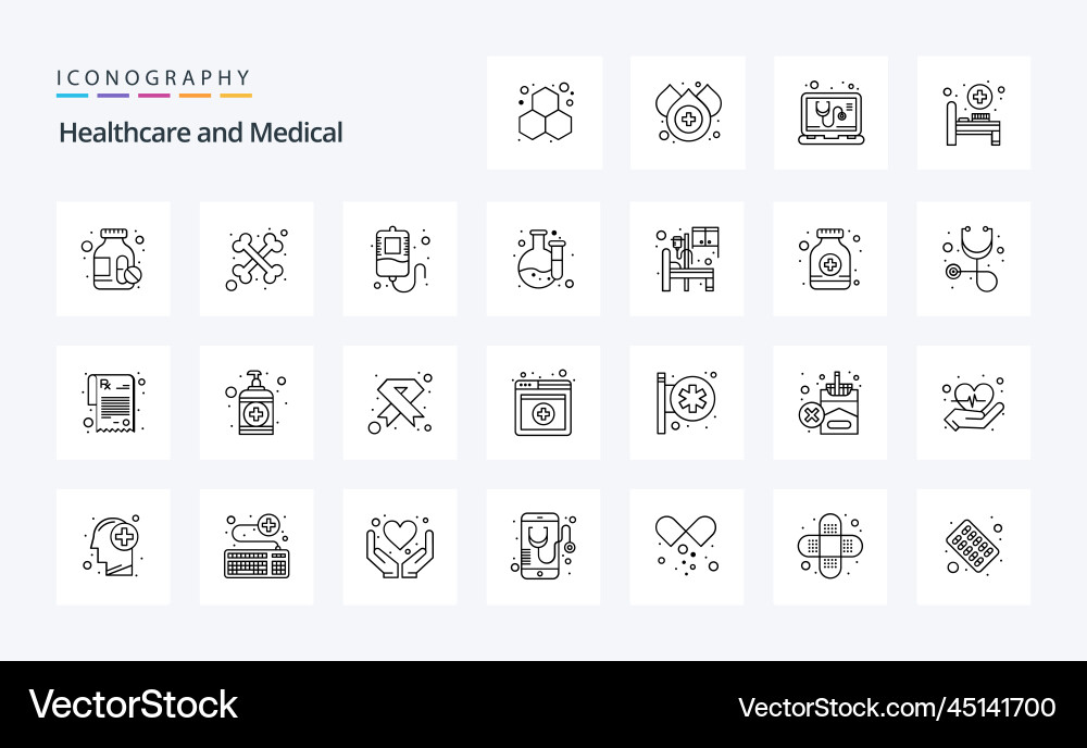 25 medical line icon pack Royalty Free Vector Image