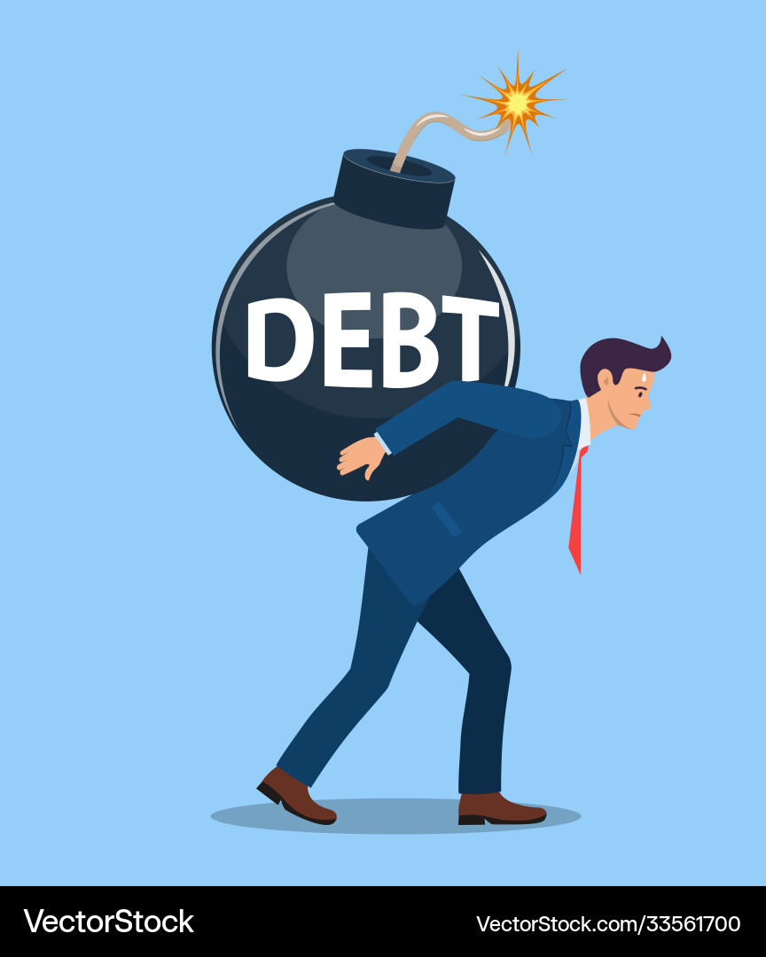 Businessman carries a bomb ready to explode Vector Image