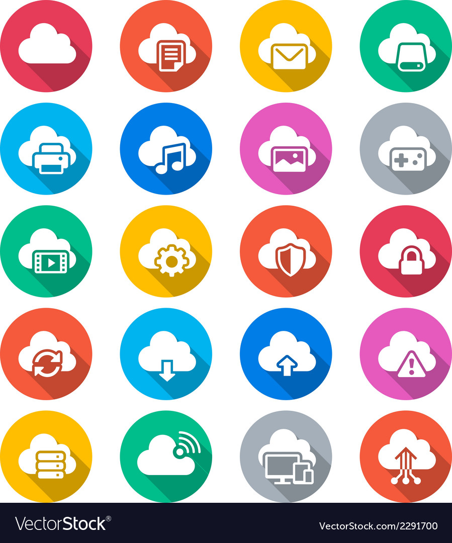 Cloud computing flat color icons Royalty Free Vector Image