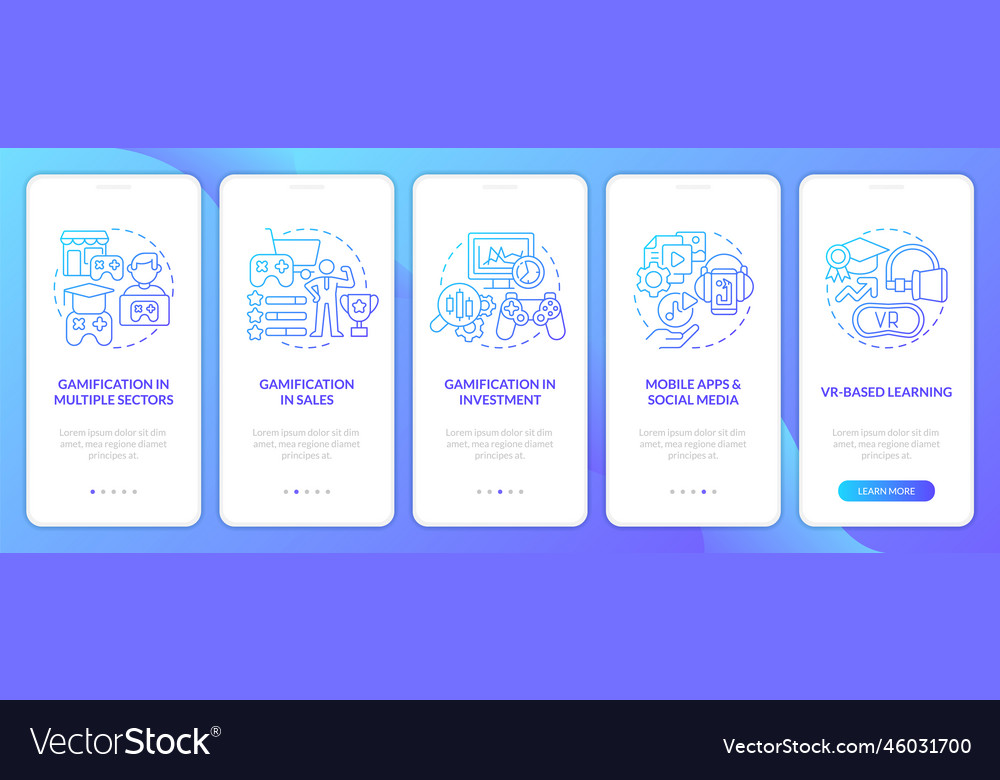 Gamification trends blue gradient onboarding Vector Image