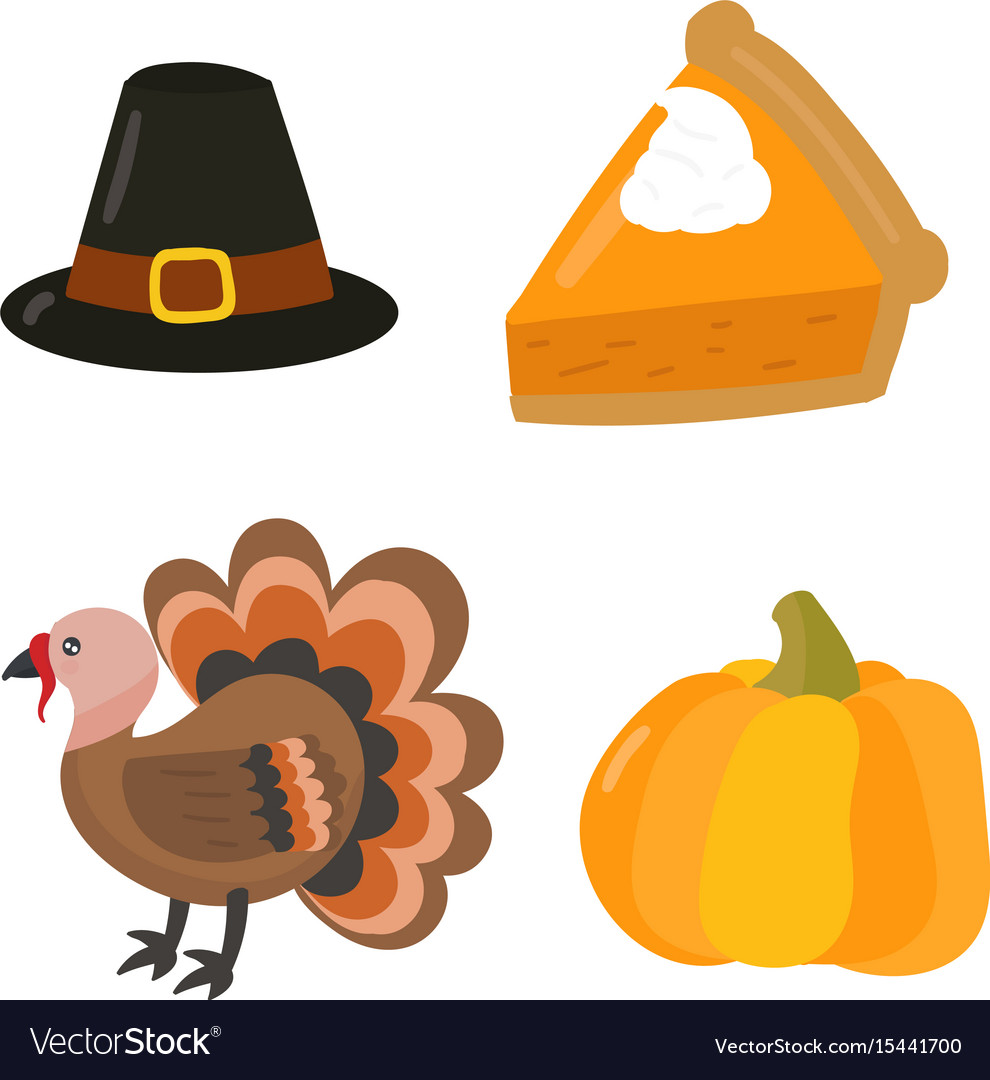 Happy Thanksgiving Day Symbols Design Holiday Vector Image