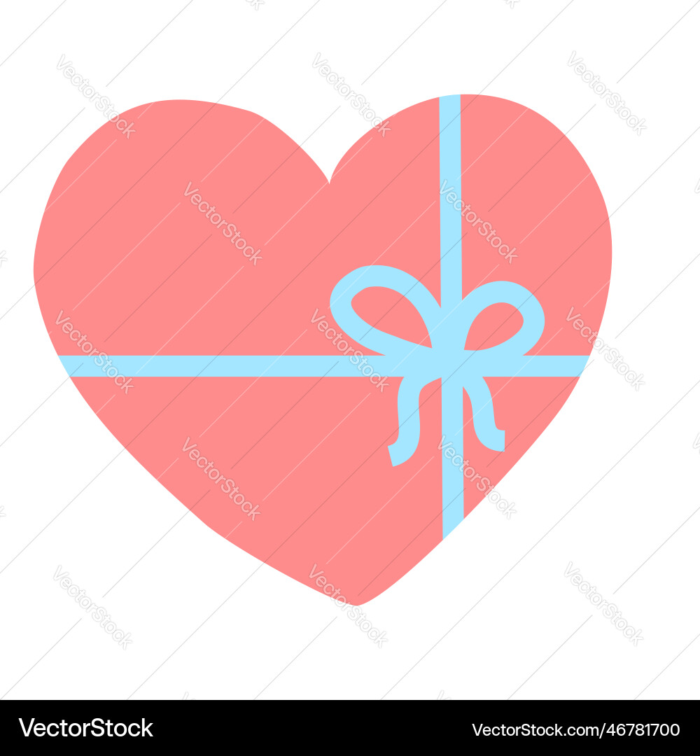 Heart shaped pink gift box decorated with blue Vector Image