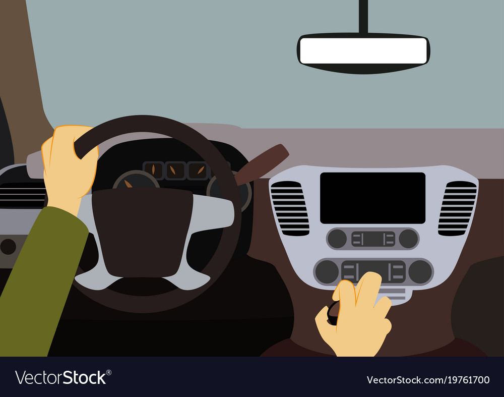 Human hands driving a car Royalty Free Vector Image