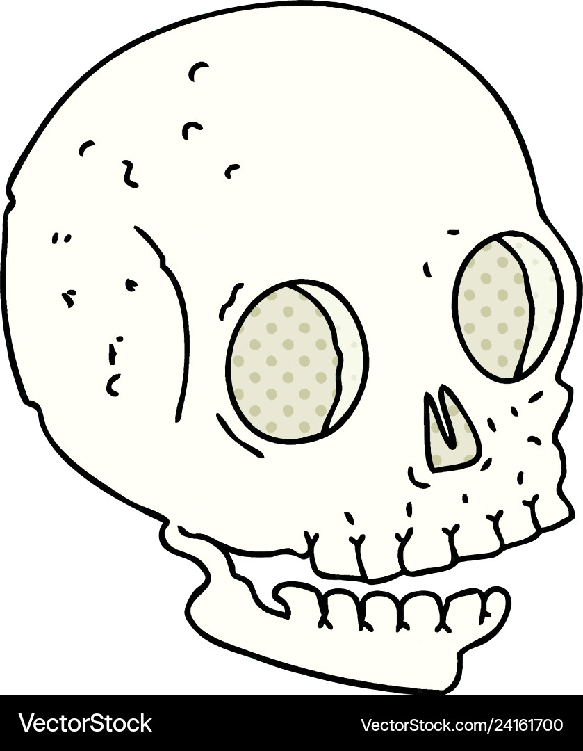 Quirky comic book style cartoon skull Royalty Free Vector