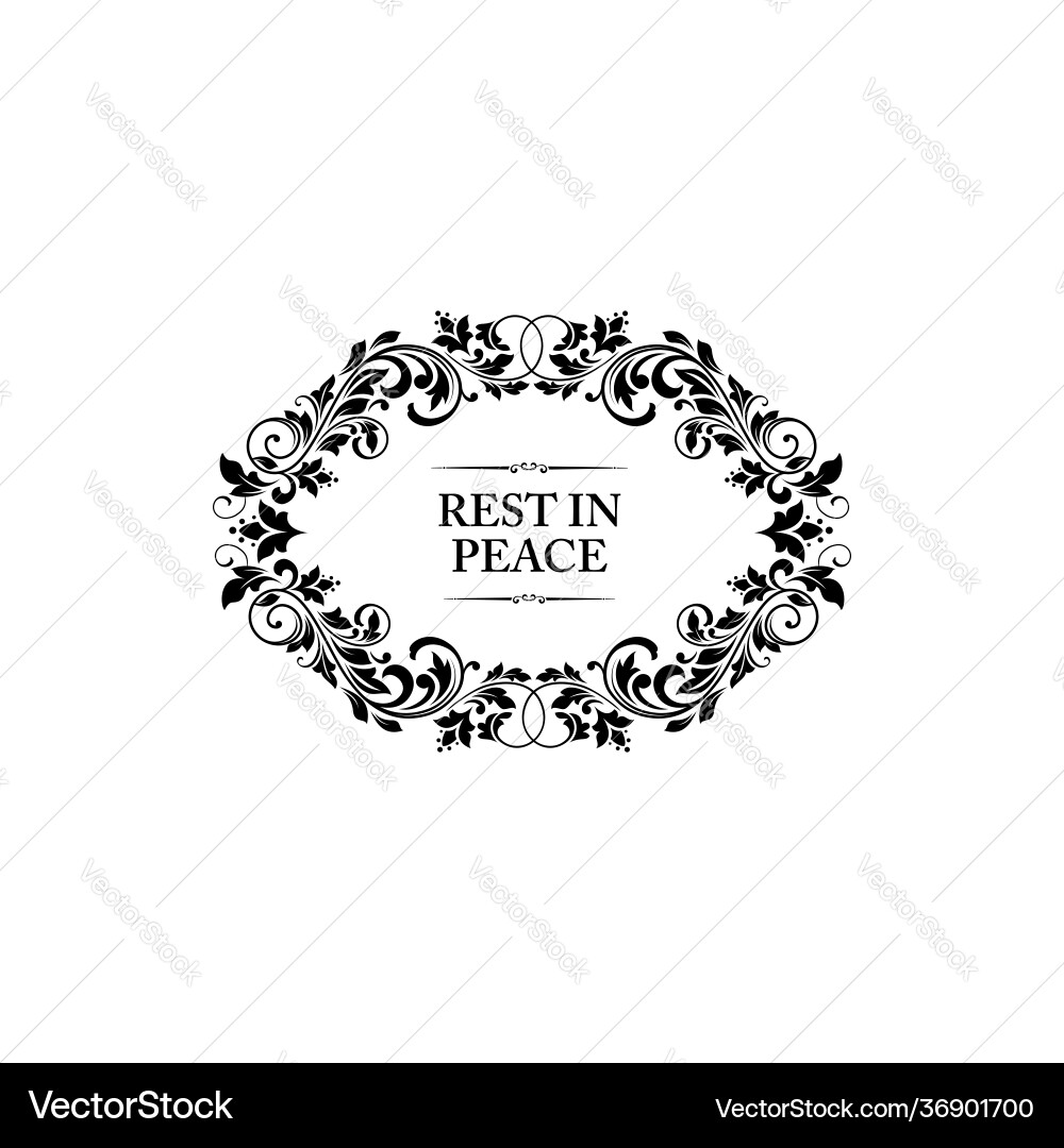 Rip lettering on gravestone in ornamental frame Vector Image