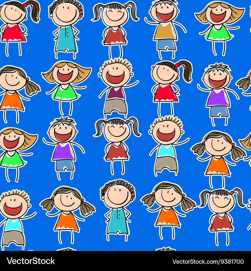 Seamless pattern with the image of children Vector Image