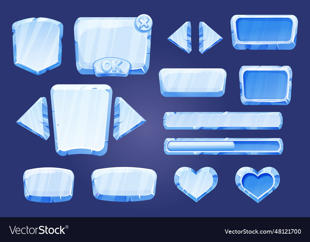 Set game menu assets ice buttons interface Vector Image Set game menu assets ice buttons interface Vector Image