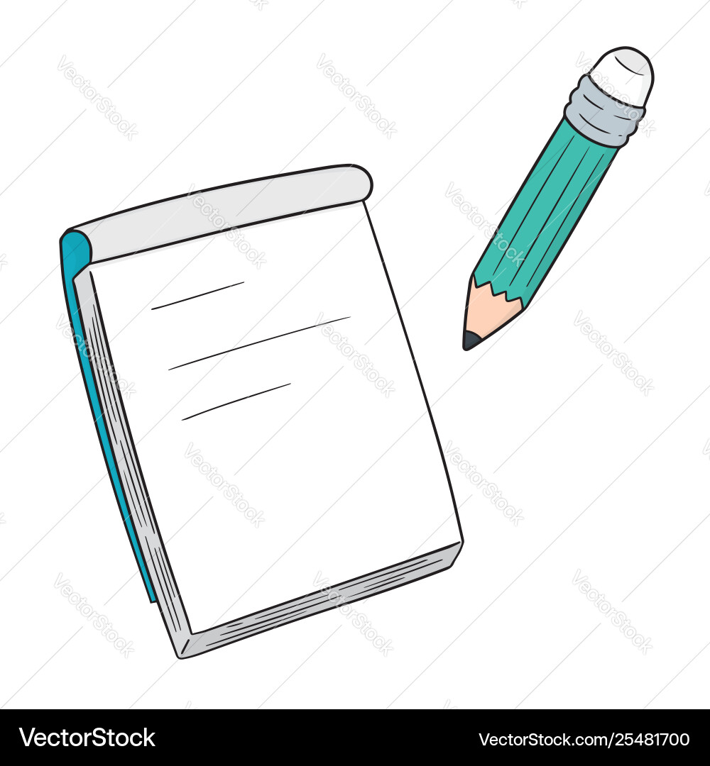 Set notebook and pencil Royalty Free Vector Image
