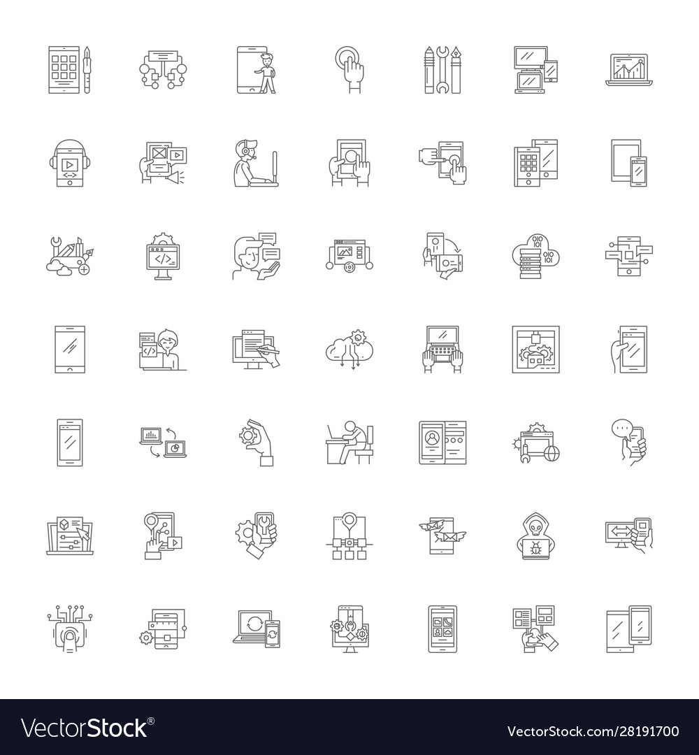 Software developer linear icons signs symbols Vector Image
