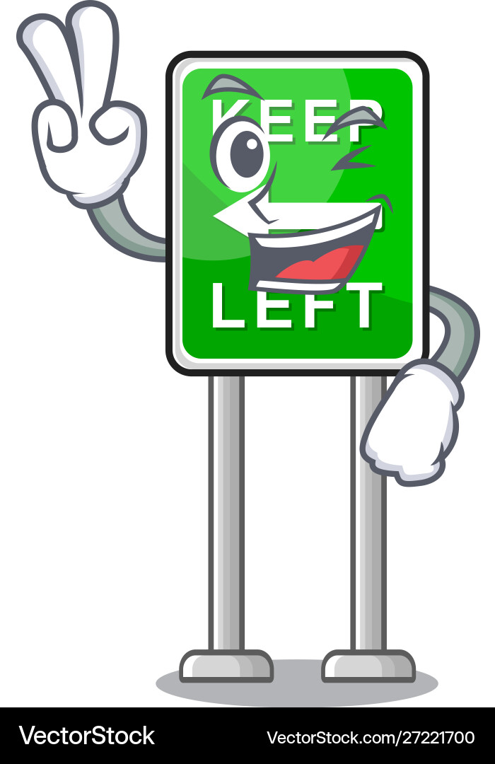 Two finger keep left cartoon isolated mascot Vector Image
