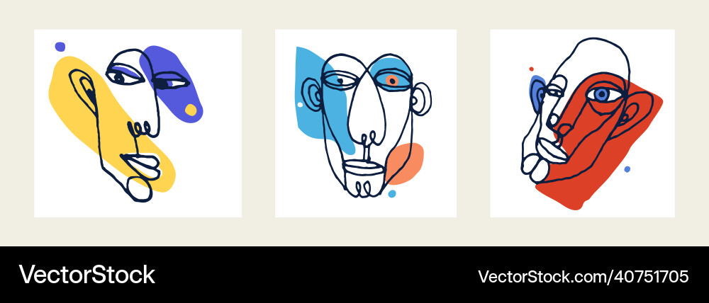 Abstract face portrait set abstraction art man Vector Image