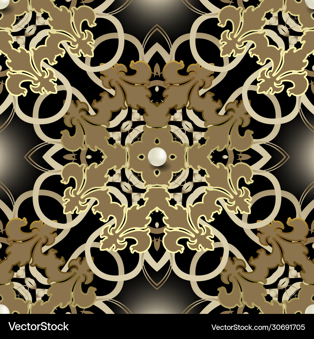 Baroque seamless pattern jewelry floral Royalty Free Vector